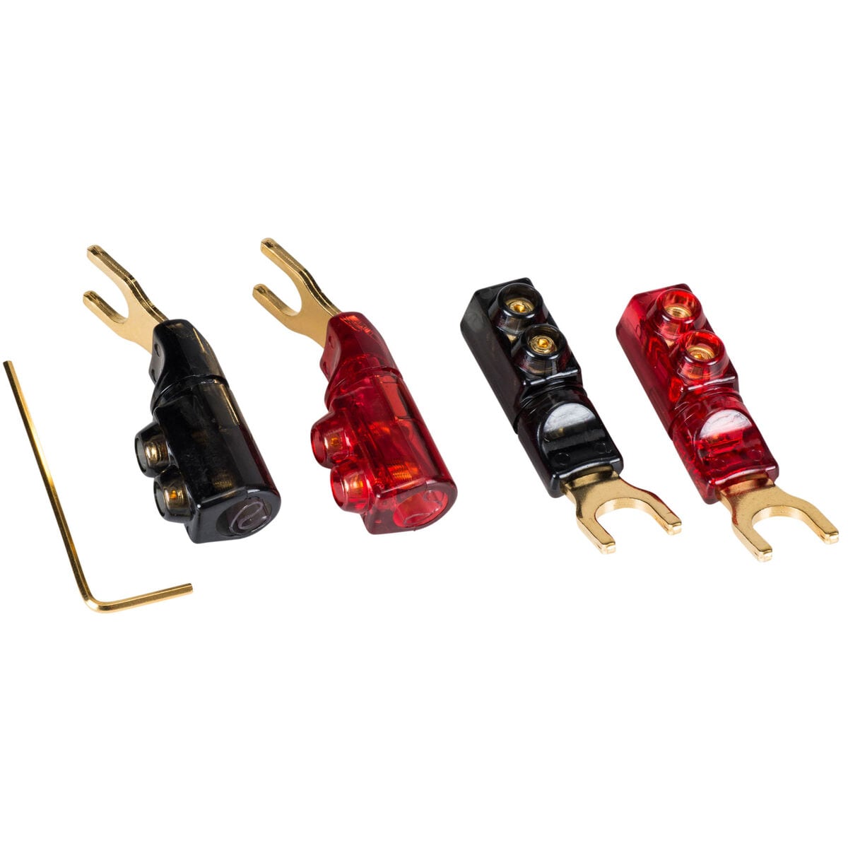 Performance Audio Spade Lug Terminals with Polycarbonate Shell 1 Red 1 Black